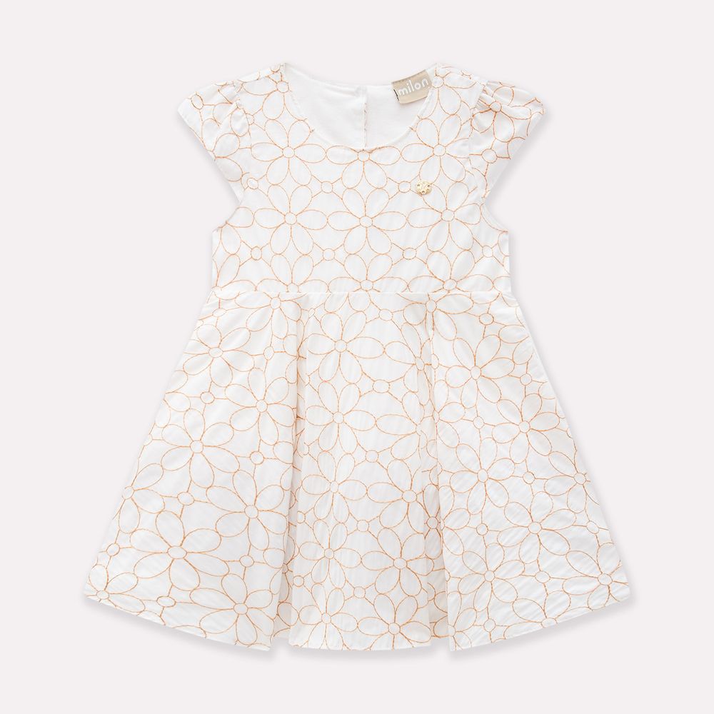 Vestido Infantil Milon Tricoline Bordado Lojamilon