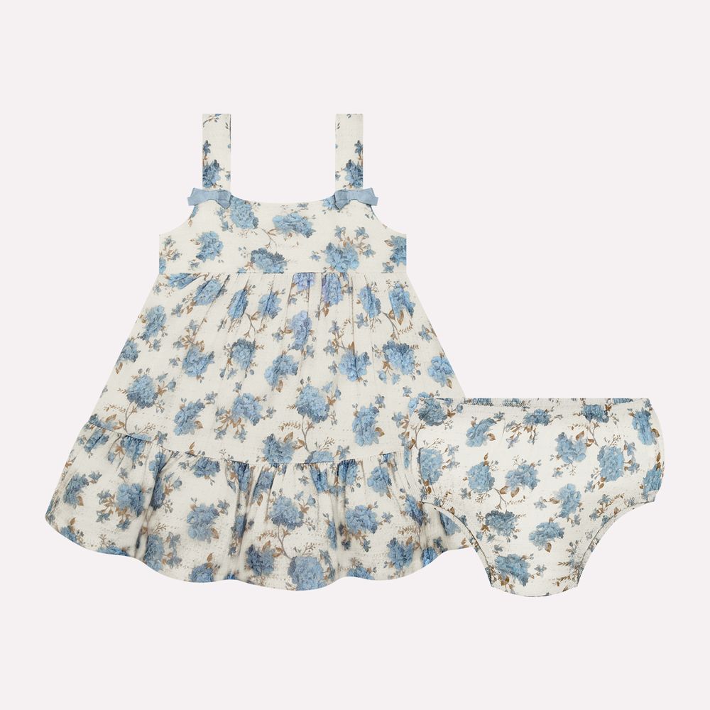 Vestido com Calcinha Bebê Menina Flores Milon - lojamilon